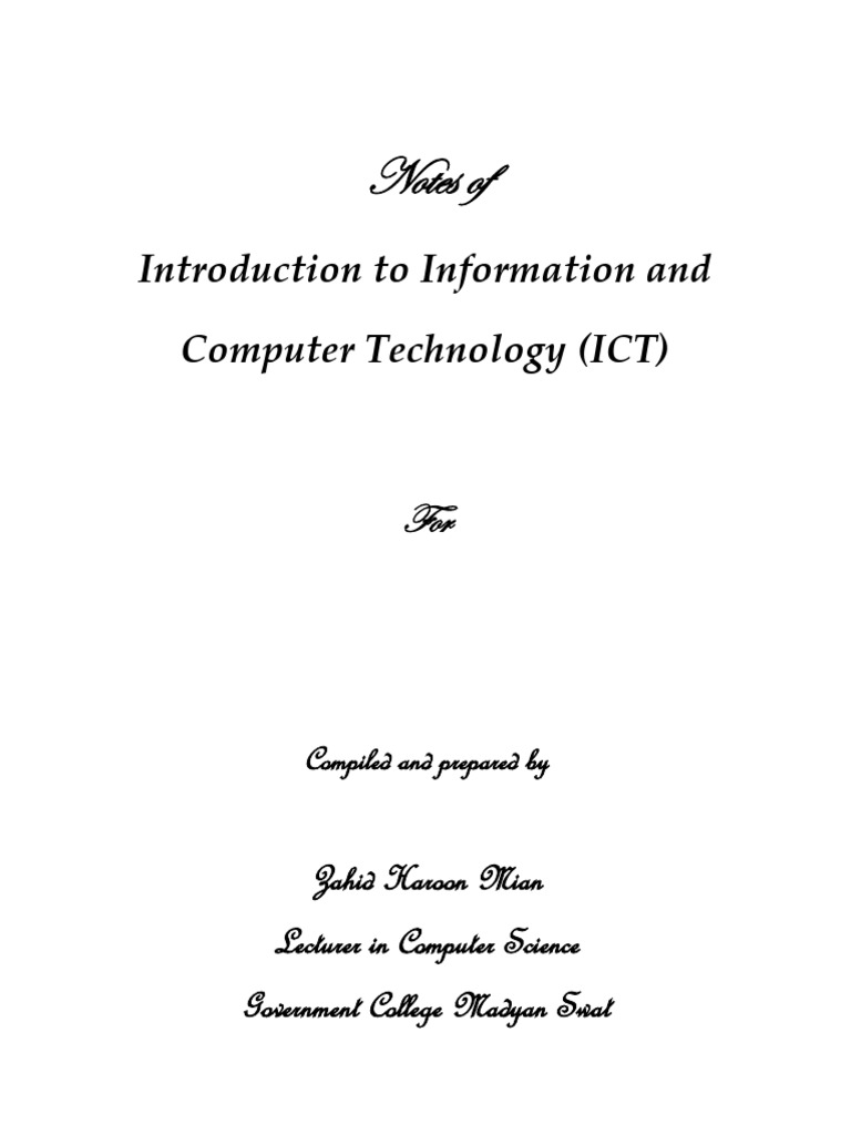 I.C.T Lectures.. Edited | PDF | Operating System | Personal Computers
