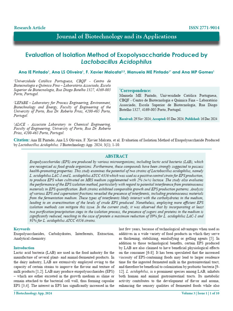Evaluation of Isolation Method of Exopolysaccharide Produced by ...