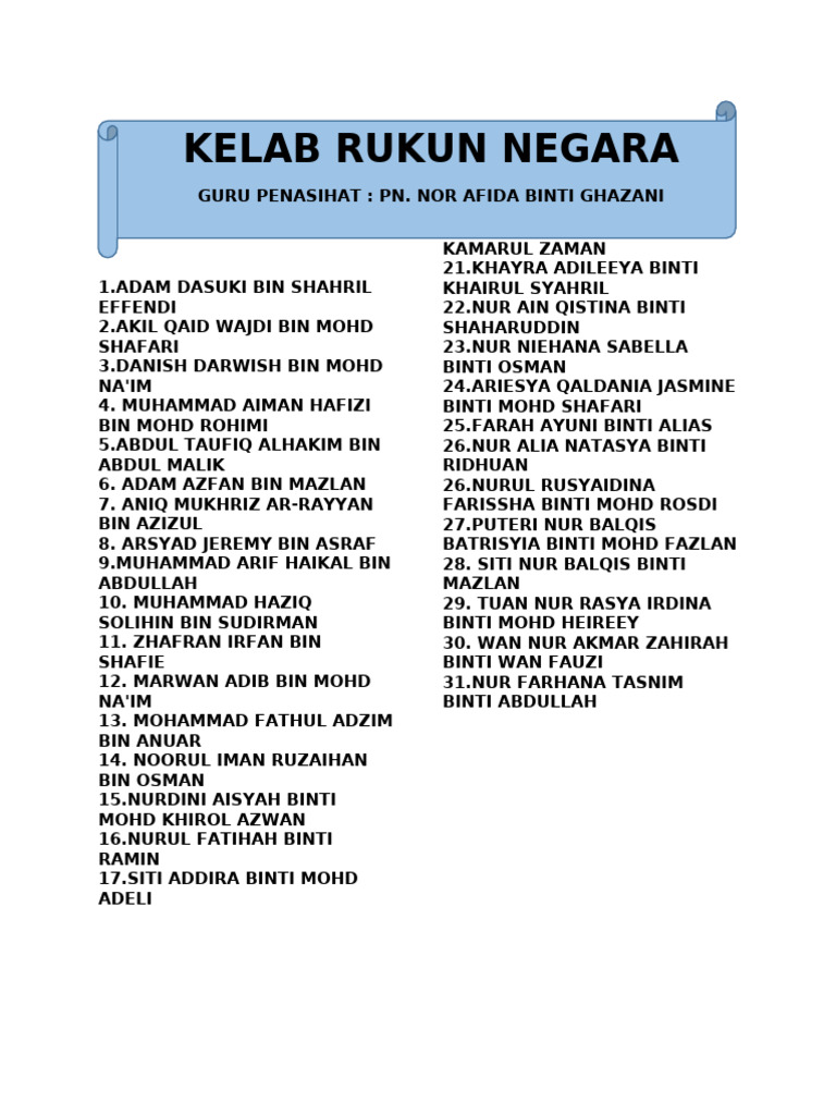 KELAB RUKUN NEGARA | PDF