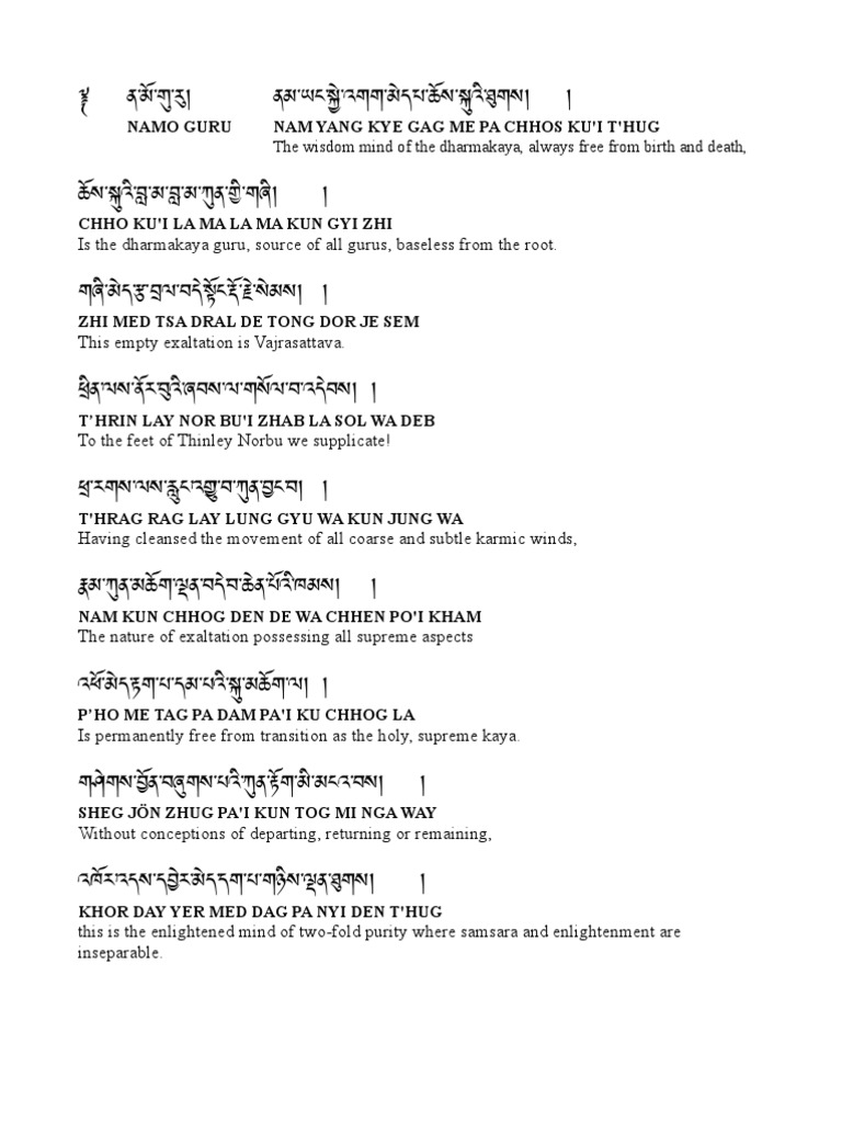 Aspiration Prayer For The Swift Rebirth of Kyabjé Dungsé Thinley Norbu Rinpoche Written by Semo ...