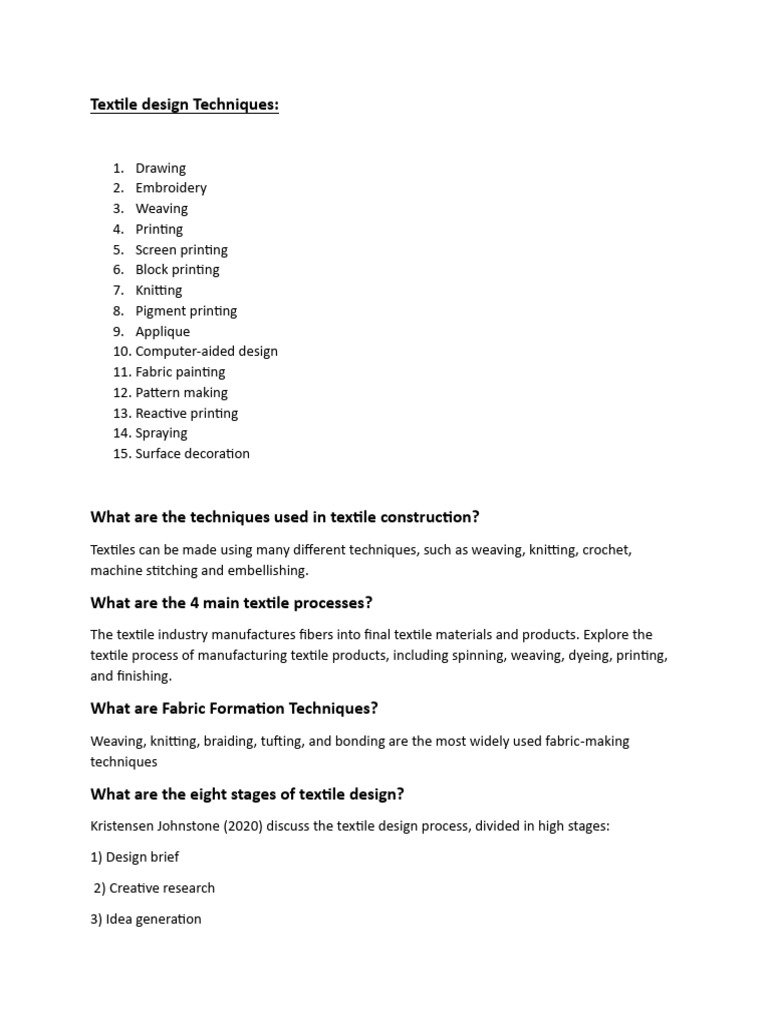 Textile Design Techniques Overview | PDF