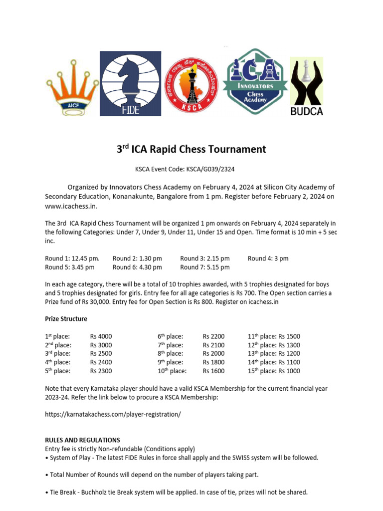 3rd ICA Rapid Chess Tournament | PDF | Chess