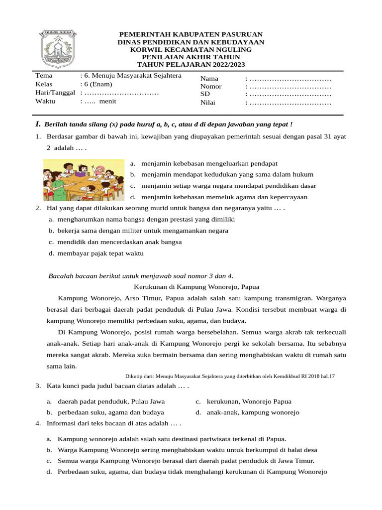 Soal Pat Tema 6 | PDF