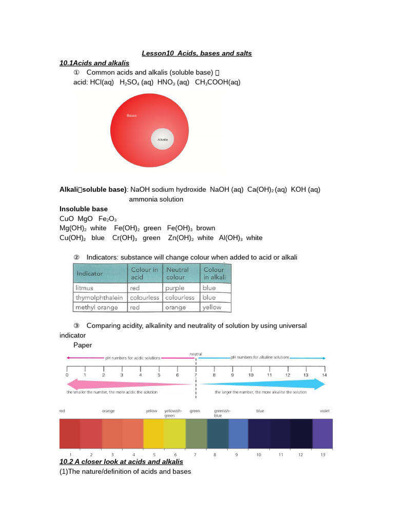 Lesson10 Acids | PDF | Hydroxide | Acid