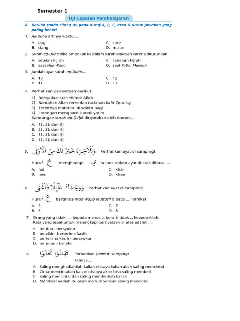 Soal PAI Kls 6 Kumer | PDF