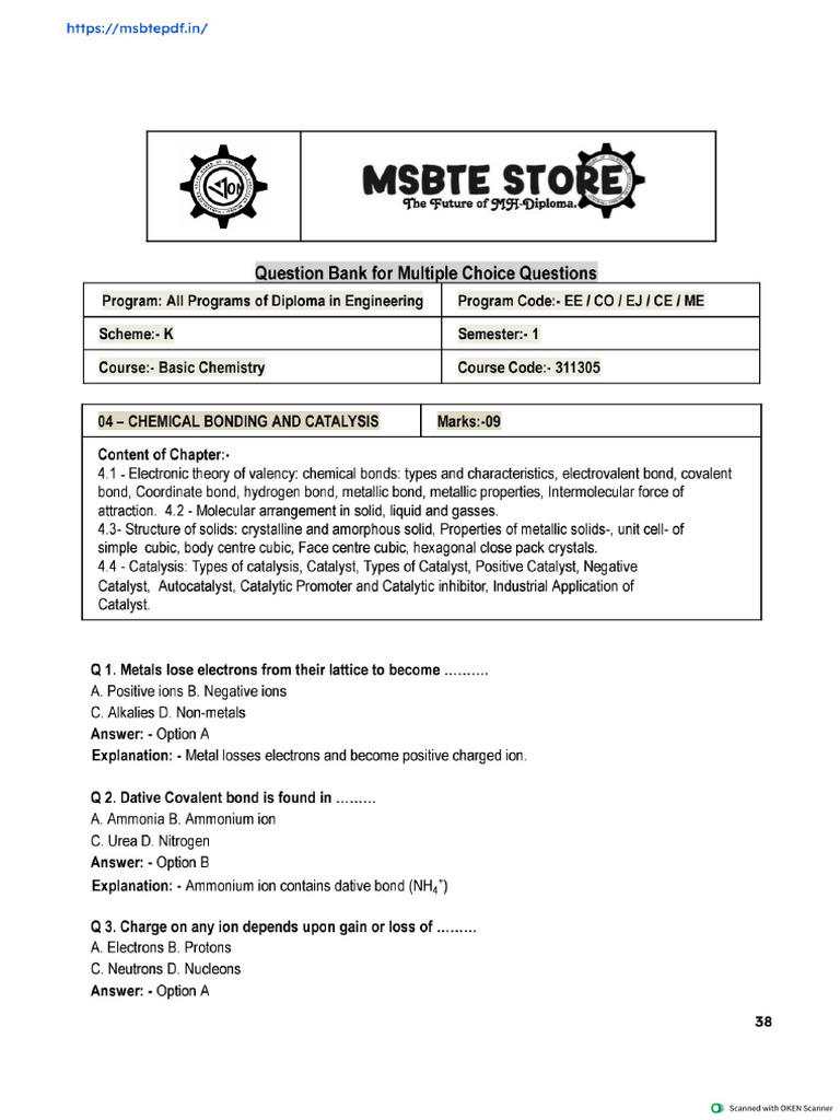 Msbte K Scheme MCQ PDF Msbte Store | PDF