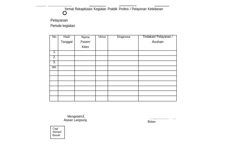 Contoh Format Pelayanan Untuk CPD | PDF