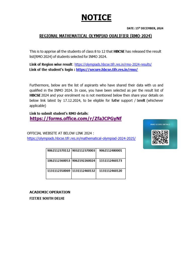 Notice for Rmo(2024) | PDF