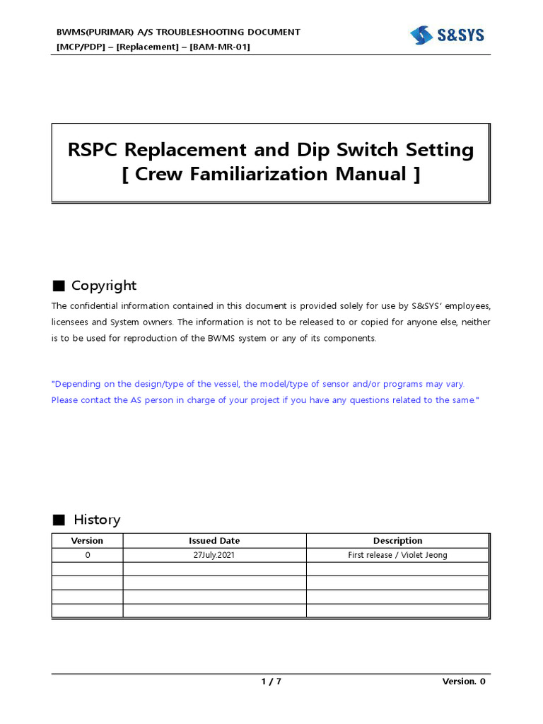 NO.22-1 (ATTACHMENT) RSPC Replacement and Dip Switch Setting | PDF ...