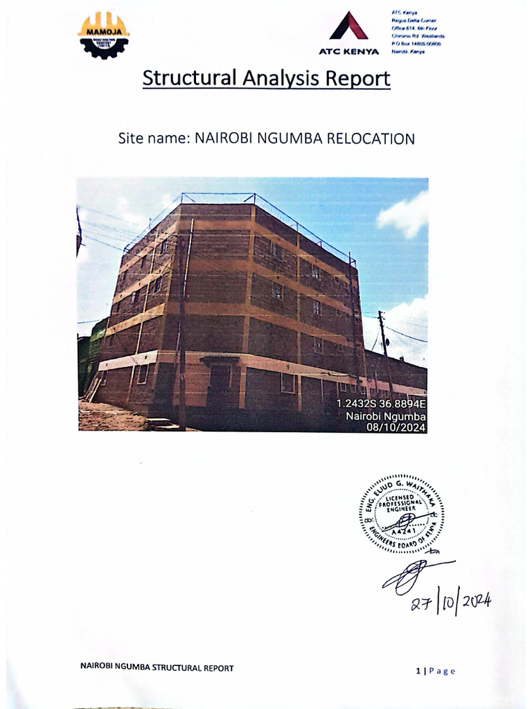 Nairobi Gumba Estate_Structural Report | PDF | Column | In Situ