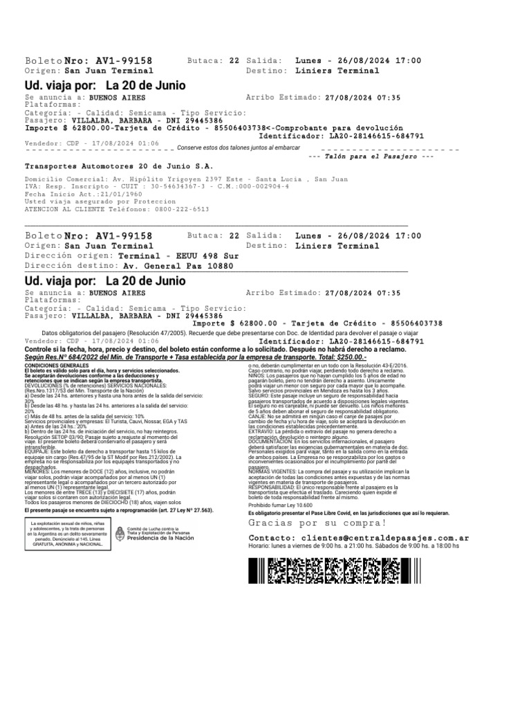 Impresión de Su Pasaje | PDF