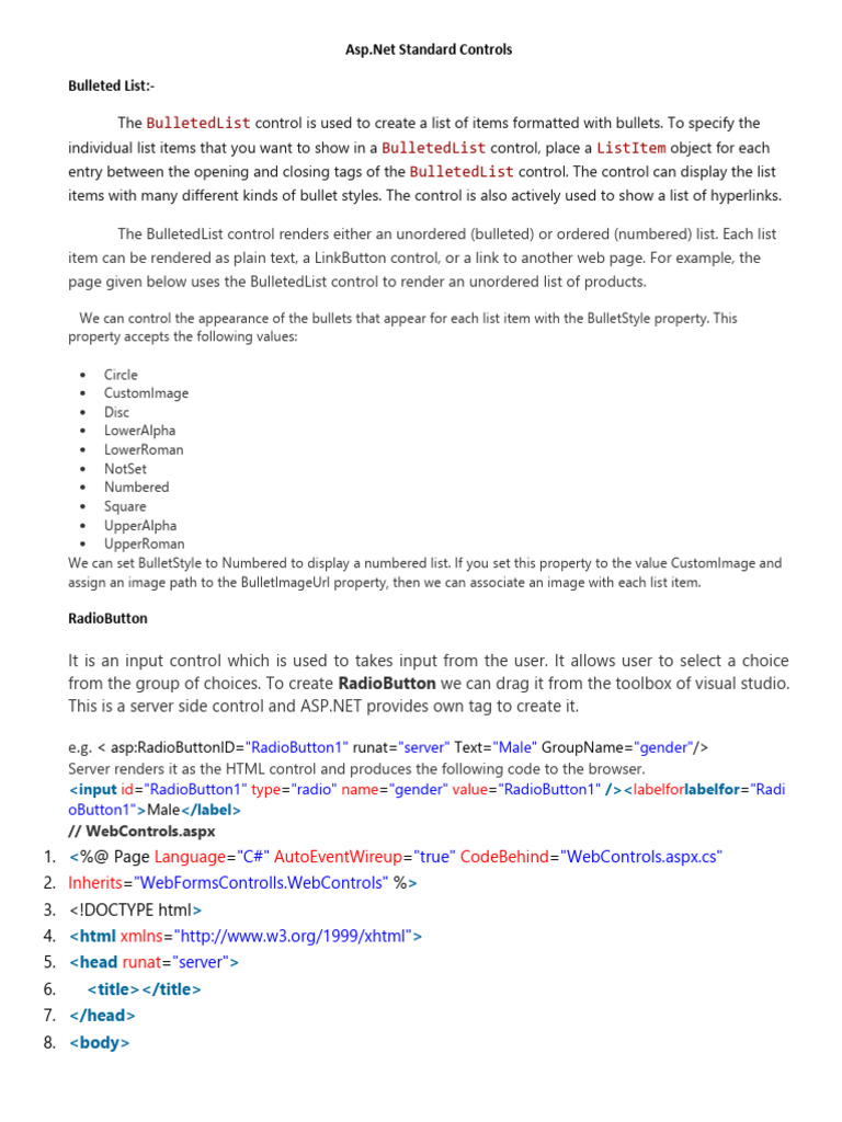 2 Asp - Net Standard Controls | PDF | World Wide Web | Internet & Web