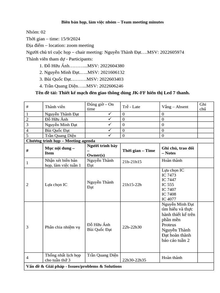 File 02- Biên bản họp, làm việc nhóm tuan2 | PDF