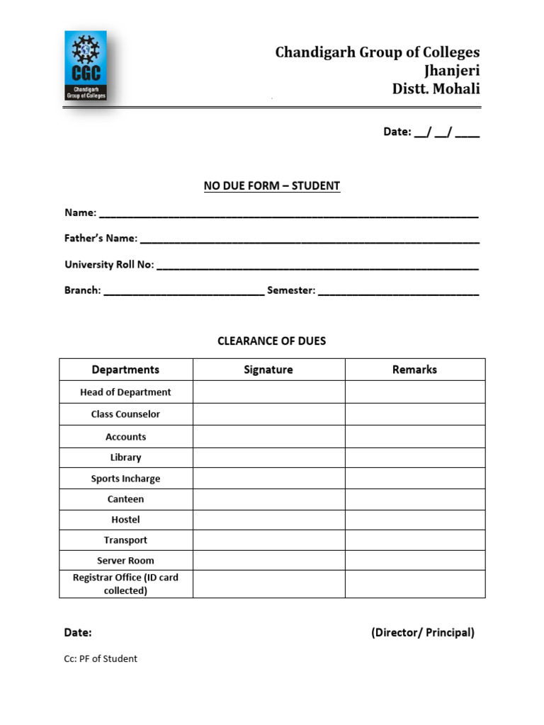 No Dues Form Studnets | PDF