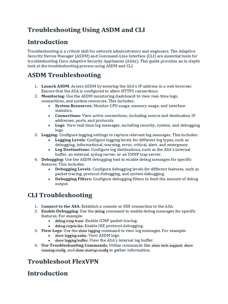 Troubleshooting Using ASDM and CLI | PDF | Internet Standards | Cyberspace
