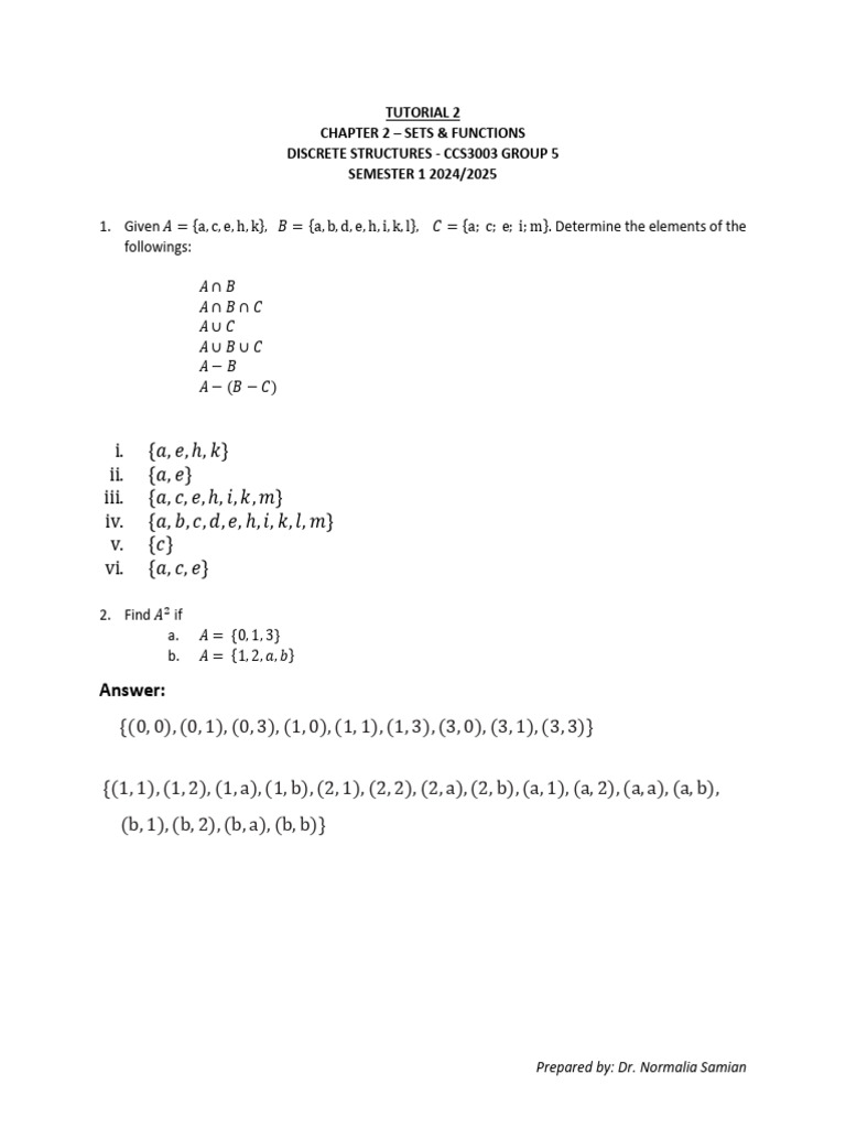 Tutorial 2 - Chapter 2 Answersx | PDF
