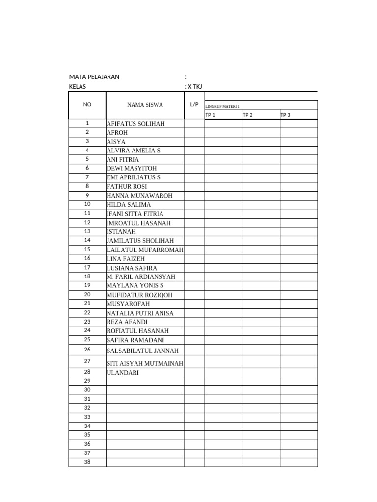 Form Nilai PSAS GANJIL 2024 | PDF