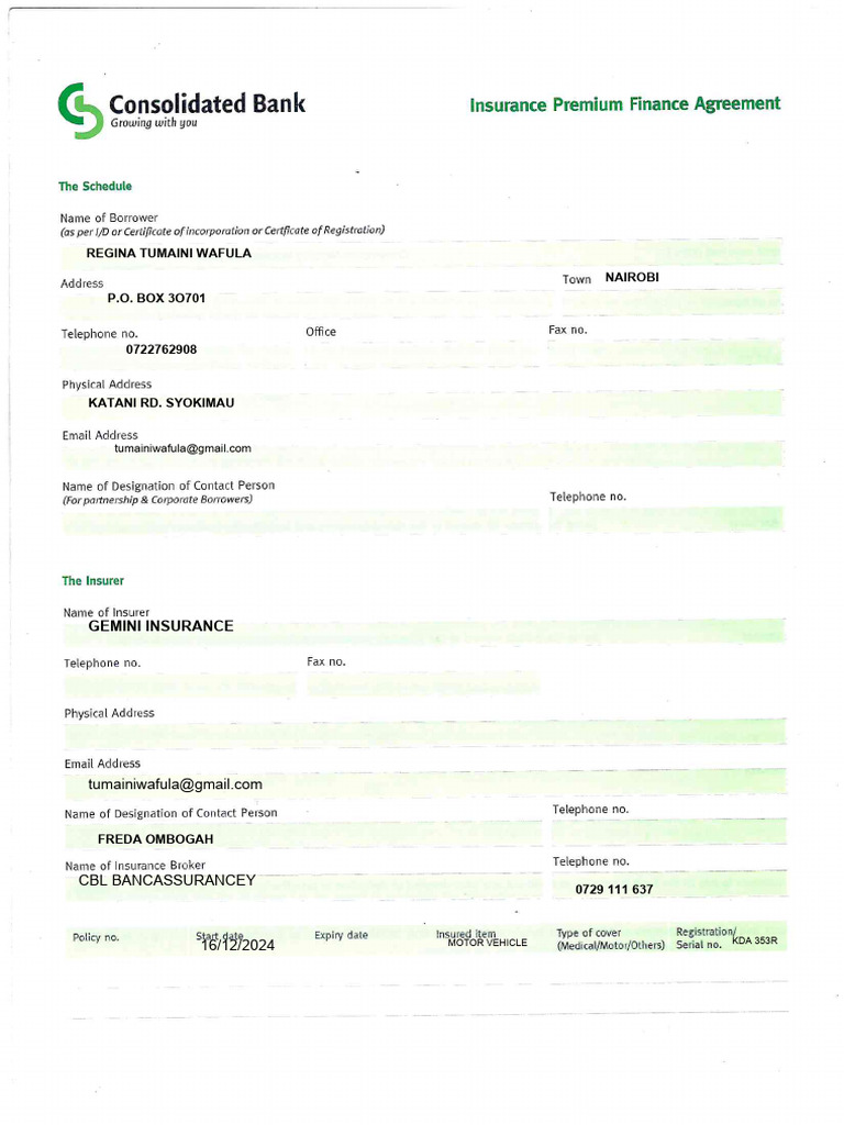 Ipf Agreement Form - Filled | PDF