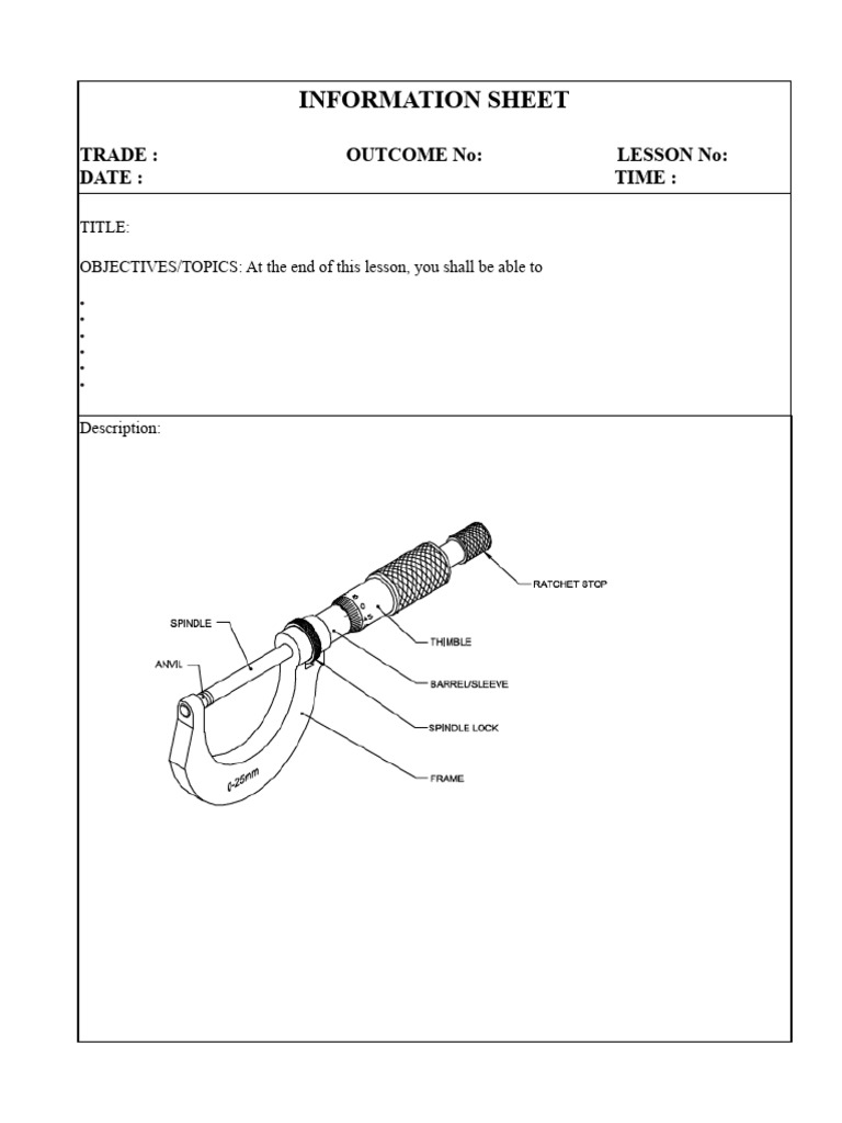 Information Sheet Micrometer | PDF