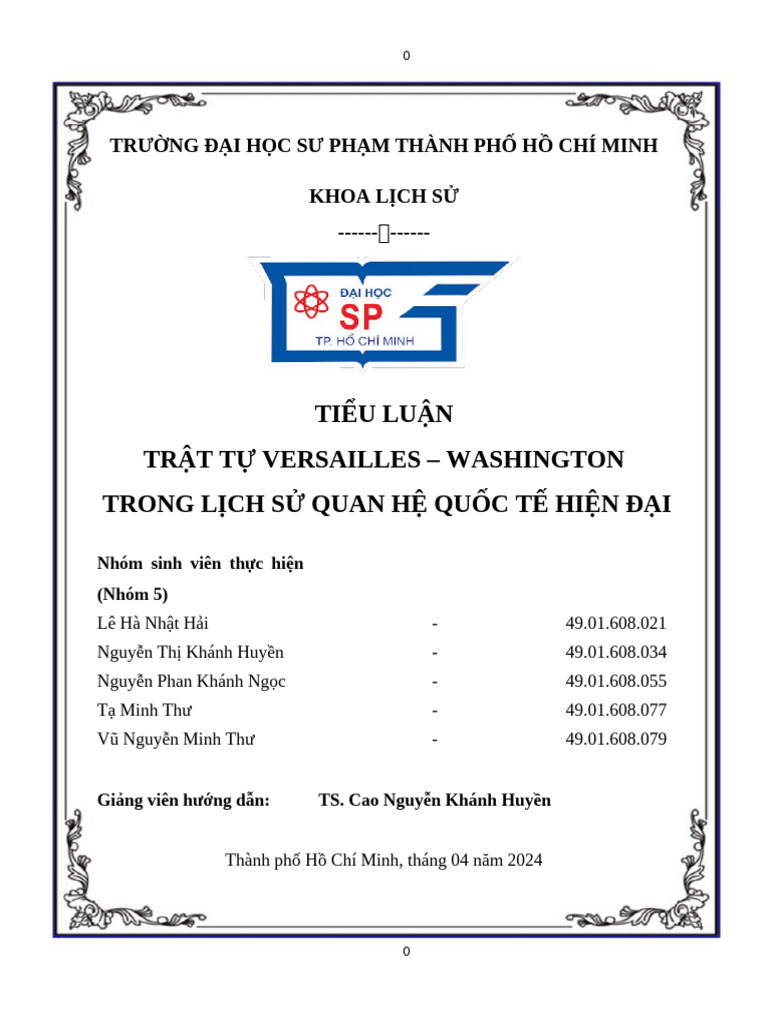 Trật Tự Versailles - Washington Trong Lịch Sử Quan Hệ Quốc Tế Hiện Đại ...