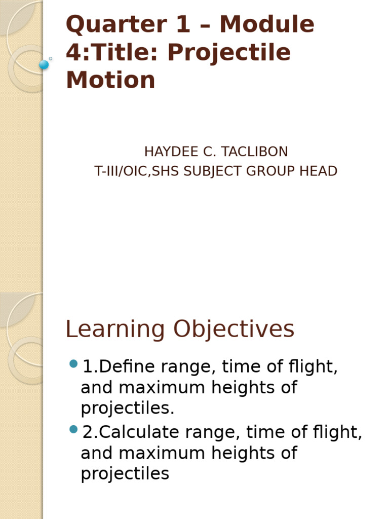 Projectile Motion: Calculations & Concepts | PDF