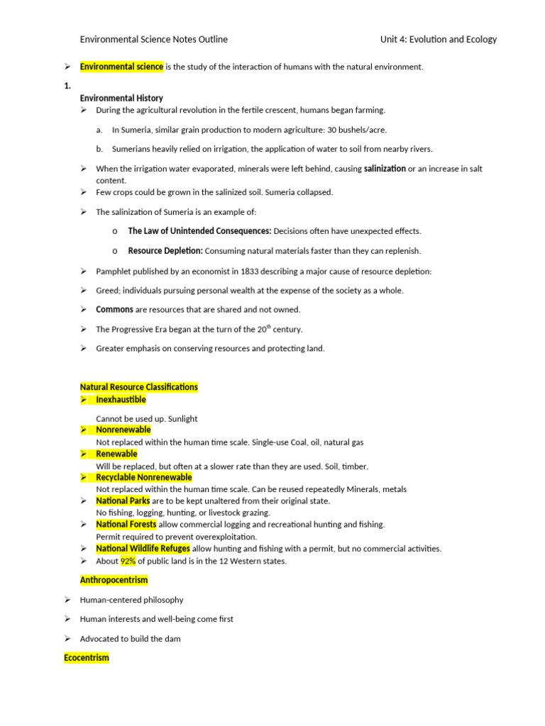 Evolution and Ecology Lecture Outline | PDF | Adaptation | Natural ...