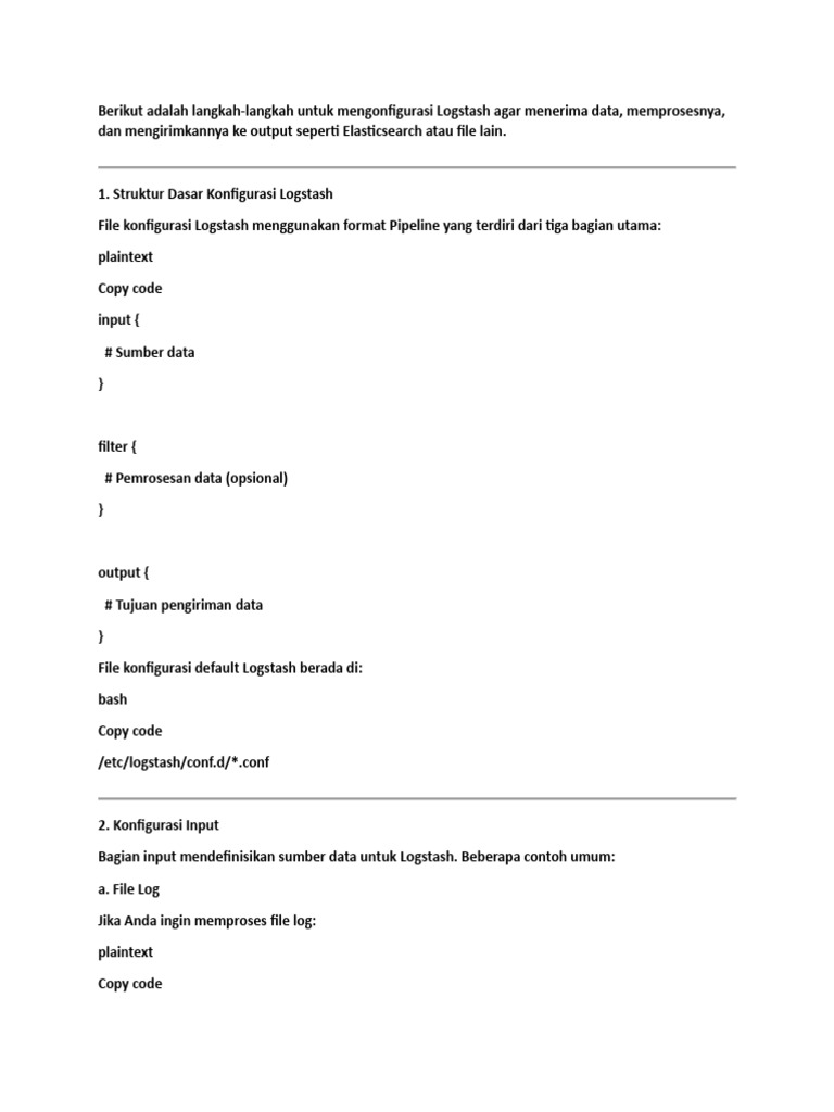 Cara Konfigurasi Logstash | PDF