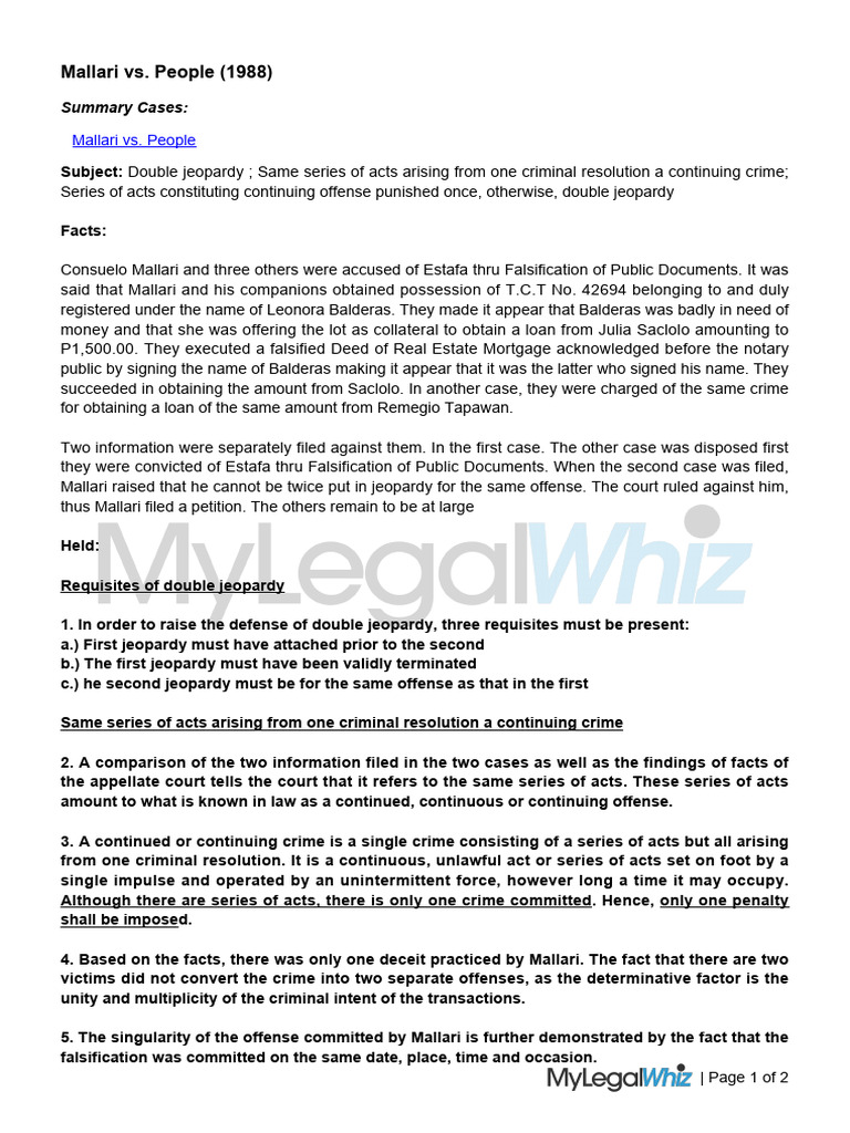 Mallari vs People | PDF | Crimes | Crime & Violence