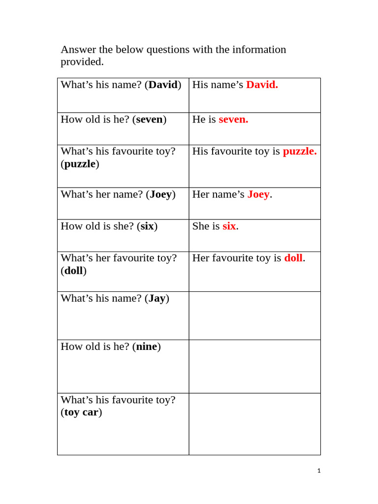P1 English Grammar Exercise | PDF