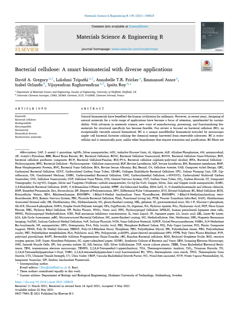 3.Bacterial cellulose A smart biomaterial with diverse applications | PDF | Biopolymer | Cellulose