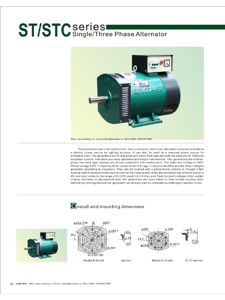 3kw 50kw Super Fuji STC Three Phase Brush Dynamo Alternator | PDF