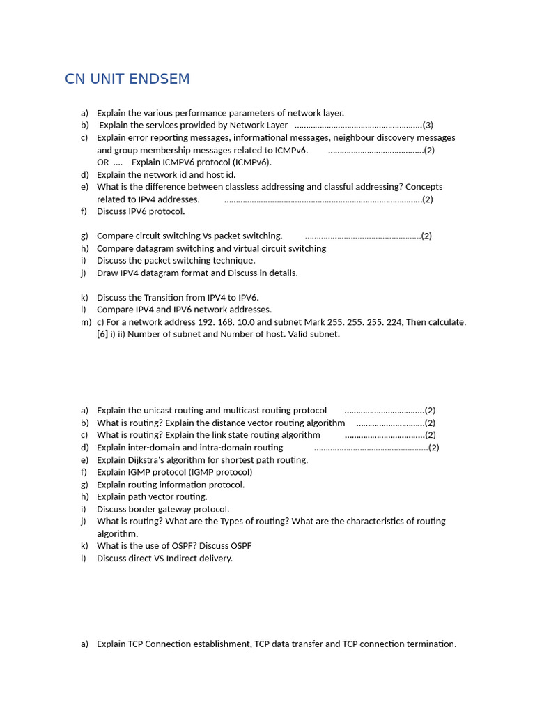Cn Unit Endsem | PDF | I Pv6 | Routing