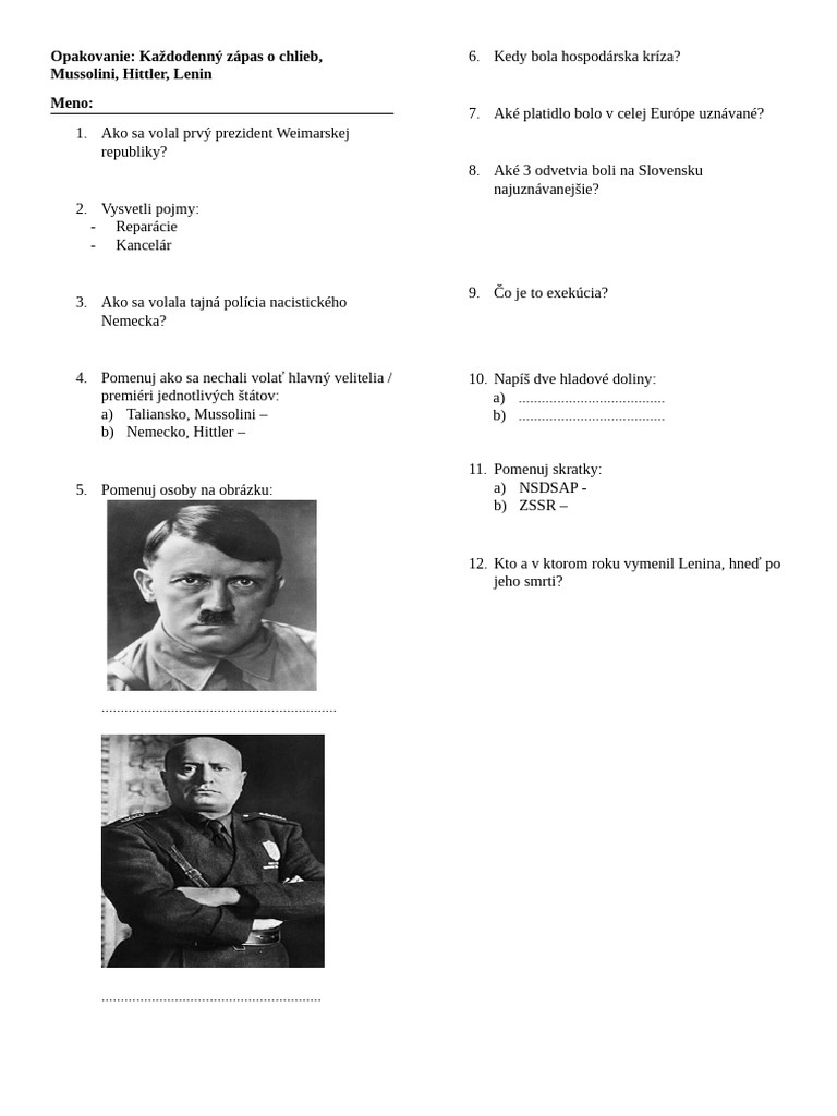 D9 - Mussolini, Hittler, Lenin, Zápas | PDF