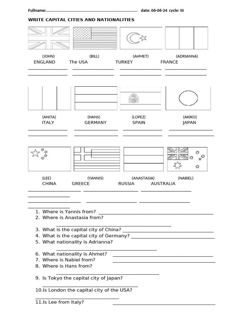 Capital Cities Countries and Nationalities 11745 | PDF