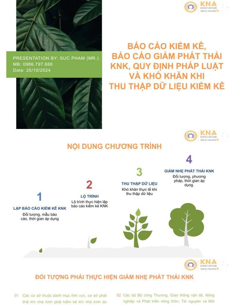 Tài liệu báo cáo kiểm kê, giảm phát thải KNK | PDF