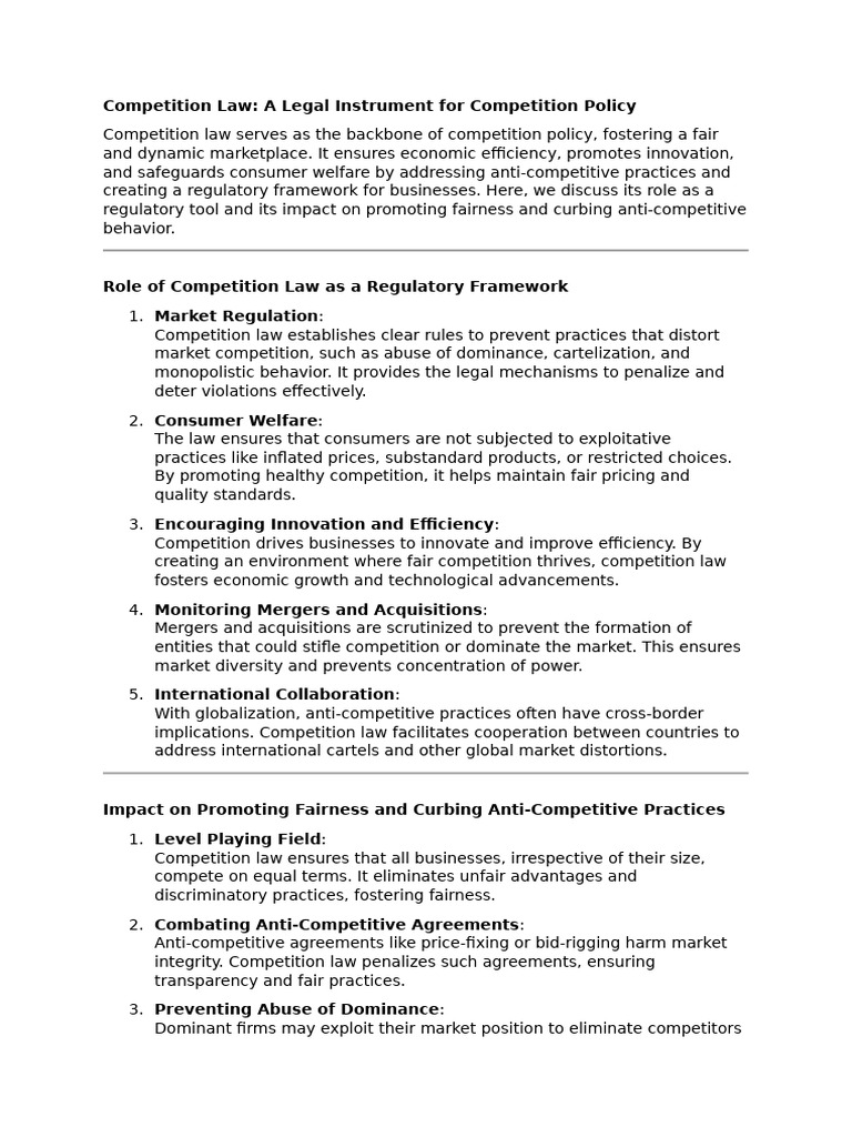 Competition Law | PDF | Competition Law | Competition