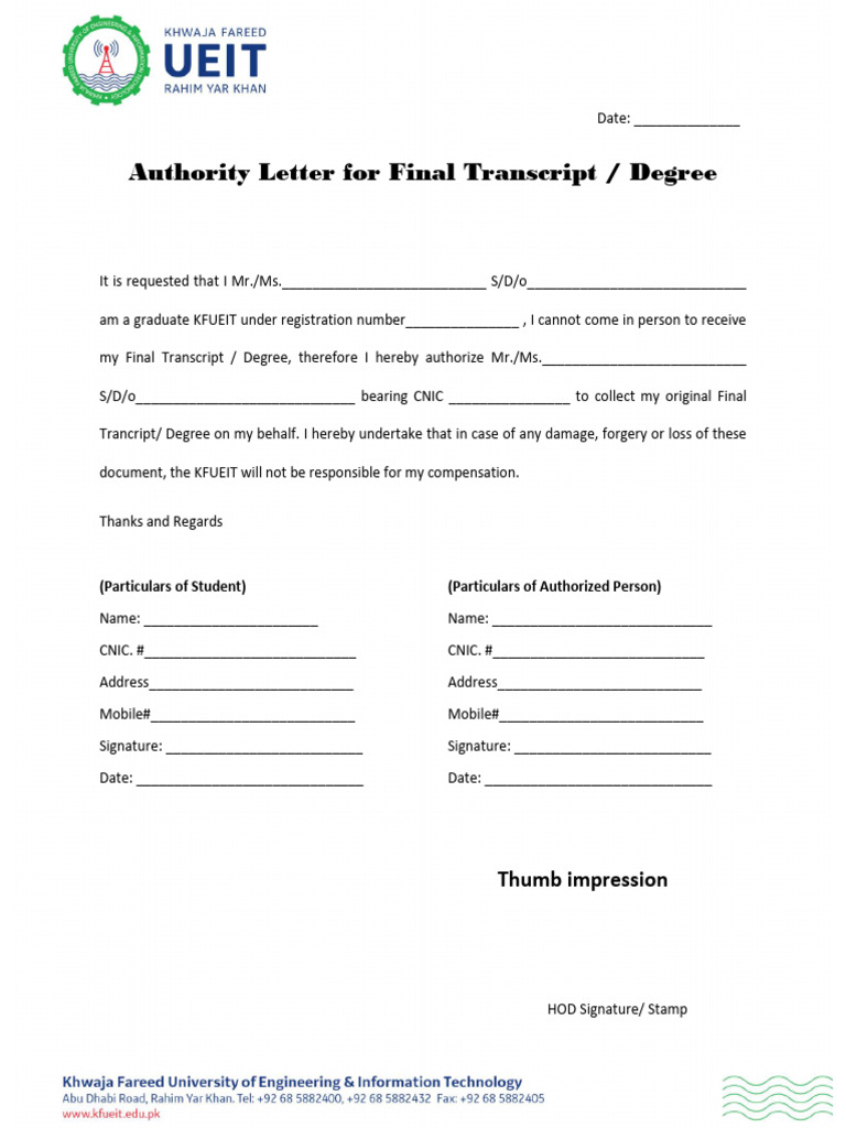 Transcript Collection Authorization | PDF