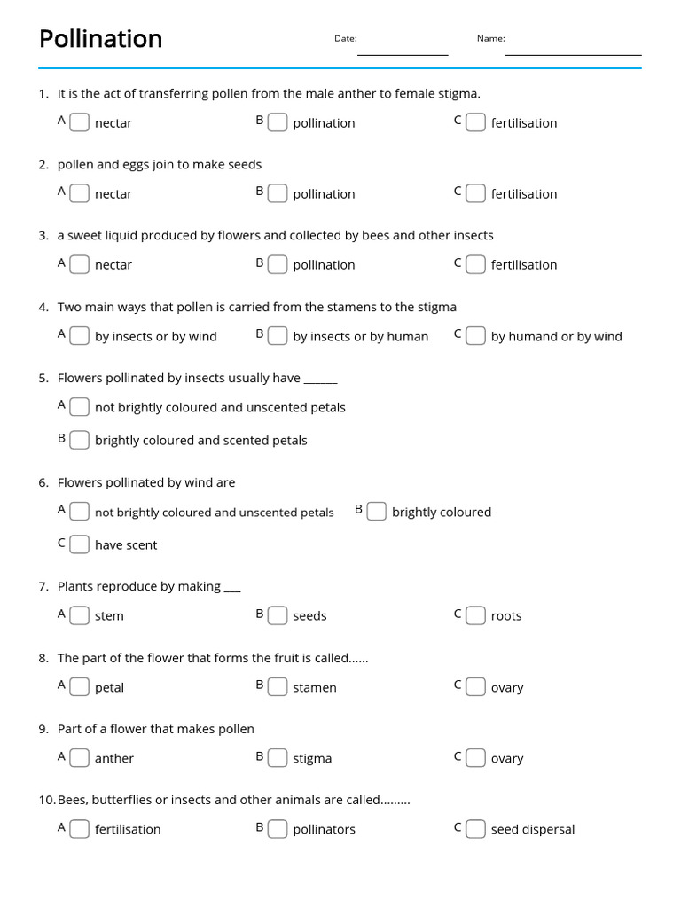 Pollination Quiz | PDF