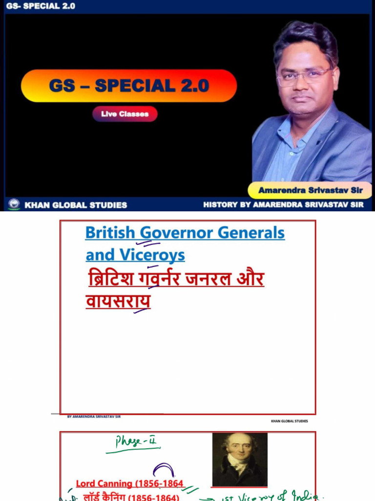 Lecture-94 - Governor General and Viceroy (Part 2) - 8303307936 | PDF