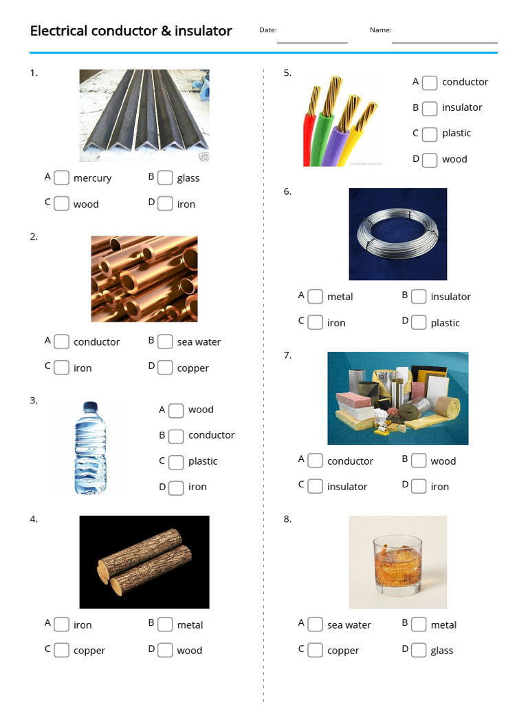 Electrical Conductor Insulator Quiz | PDF | Electrical Conductor ...