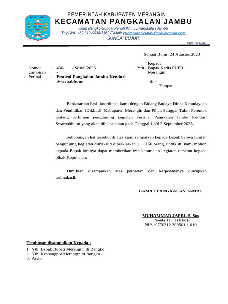 Surat Pupr Merangin | PDF