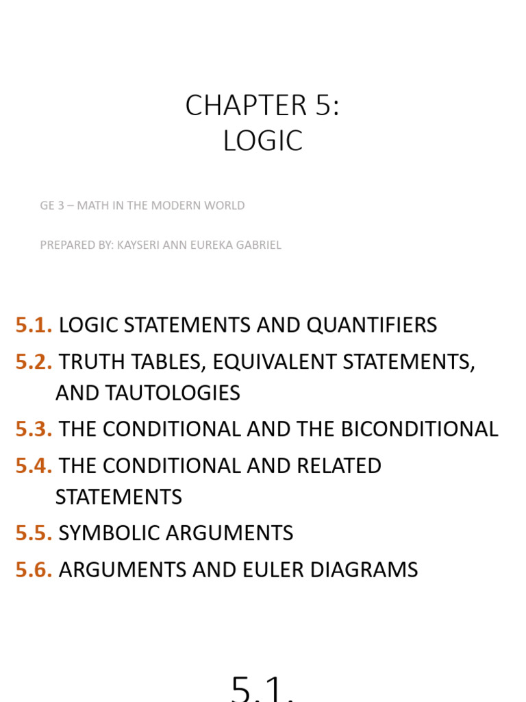 GE-3-Chapter-5.1.-Logic-Logic-Statements | PDF | If And Only If | Logic