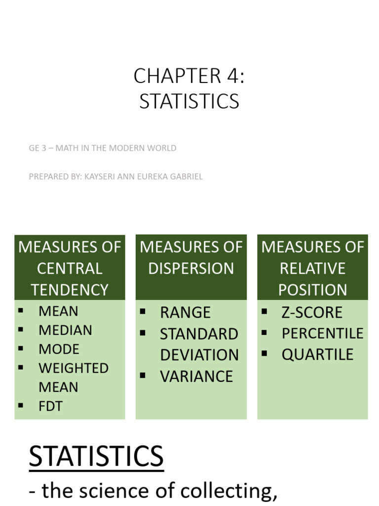 Chapter-4-Statistics | PDF | Mean | Standard Deviation