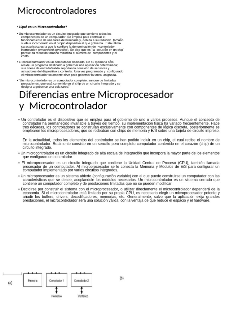 Microcontroladores | PDF | Microcontrolador | Unidad Central de procesamiento