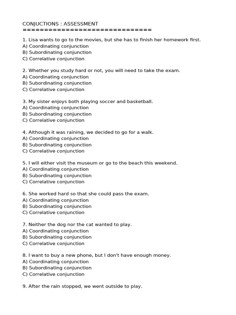 Conjunctions - Pop Quiz | PDF