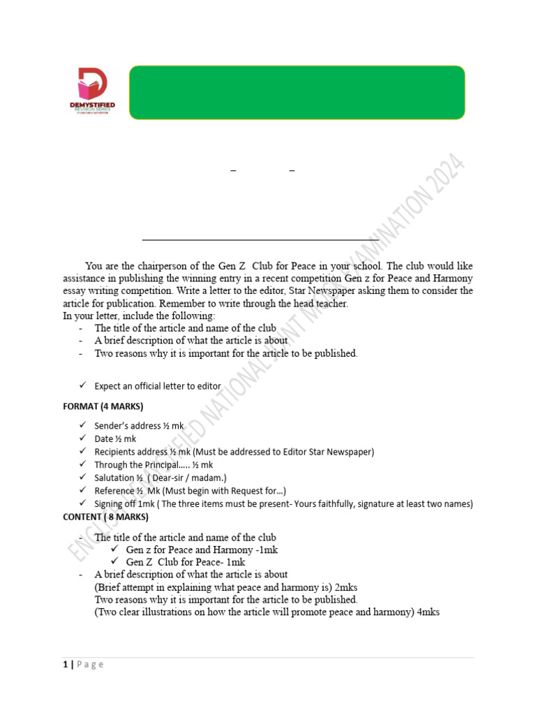 1 Demy Mock M SC English Demystified National Joint Mock Examination 2021 | PDF | Vocabulary | Anger