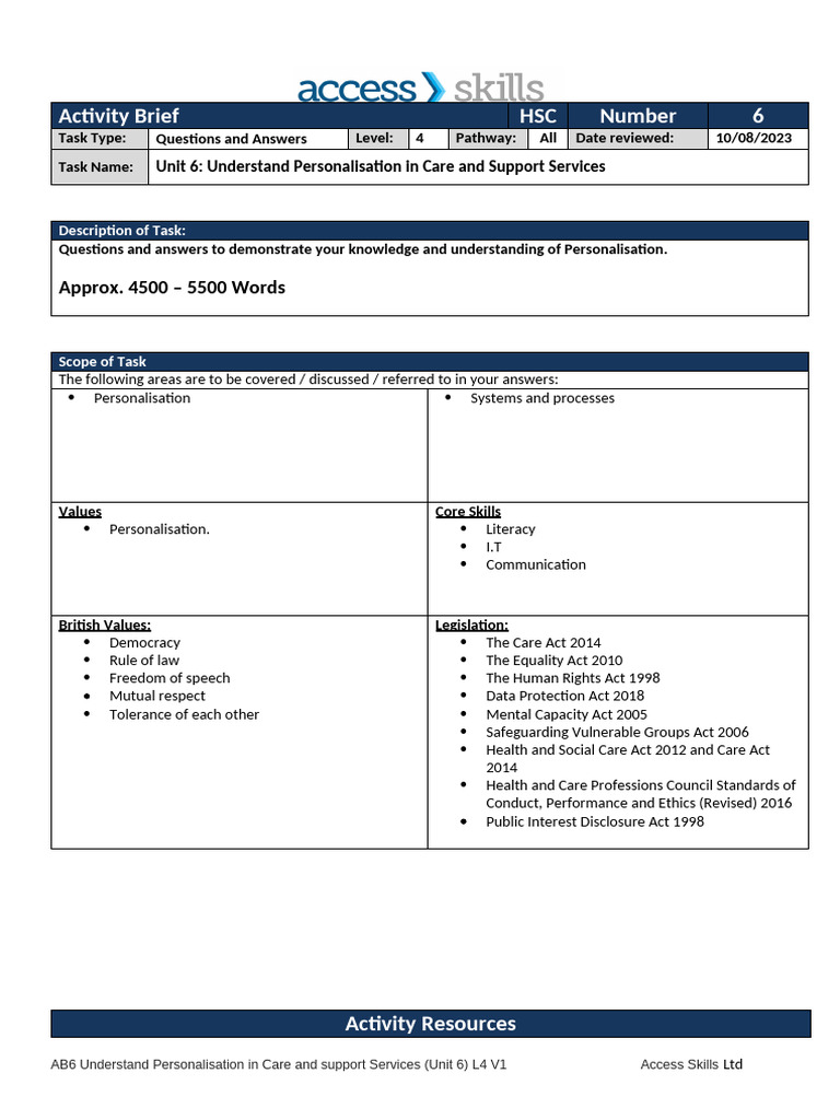 Features of Personalisation in Care | PDF | Social Work