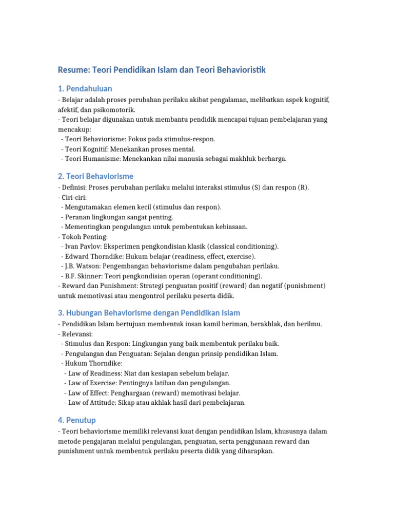 Resume Teori Pendidikan | PDF