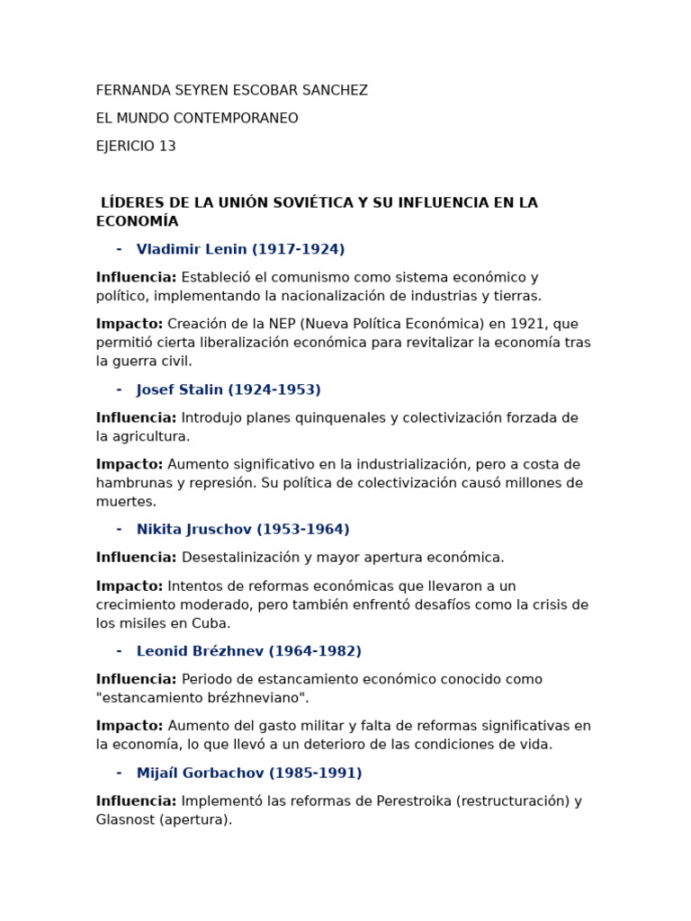 EJERCICIO13 | PDF | Unión Soviética | Política mundial
