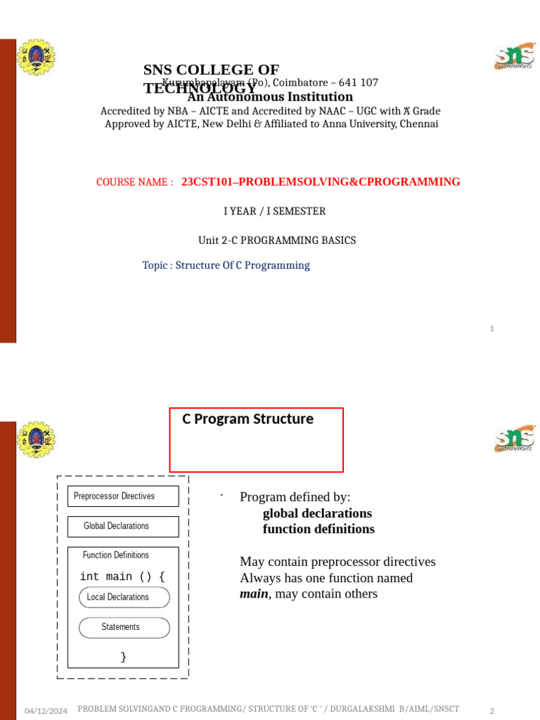 2.structure of C Program | PDF | Computer Program | Programming